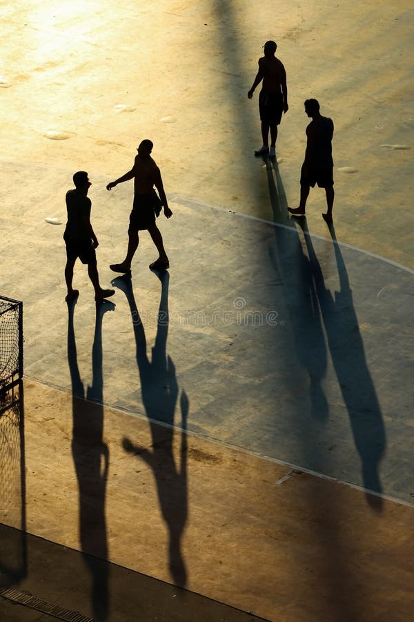 Silhouette of Men Player on Playground Stock Photo - Image of person ...