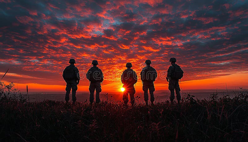 Silhouette of Men and Women Standing Together at Sunset Generated by AI ...