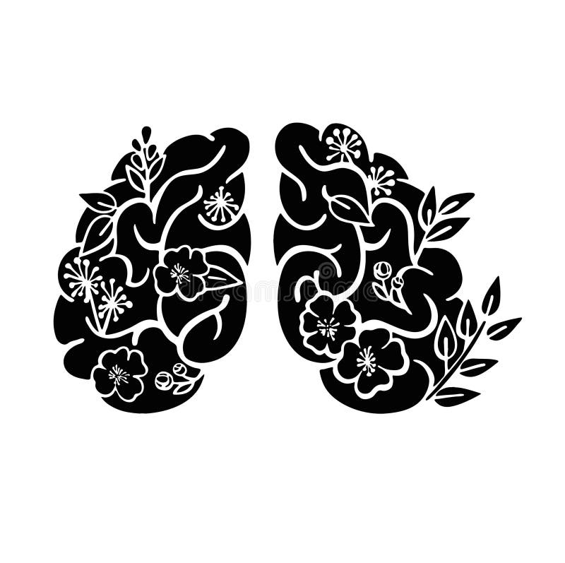Silhouette Mental Health Blooming Brain Vector Illustration Stock ...
