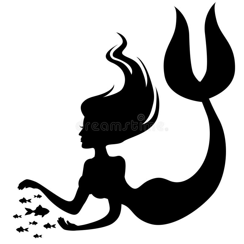 Silhouette mermaid stock vector. Illustration of hair - 44948518