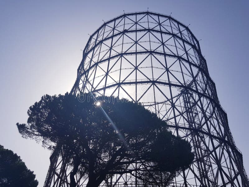 Silhouette of a Metal Silo in the Middle of the Forest Stock Photo ...
