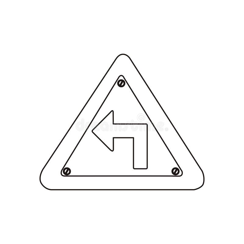 Silhouette Metallic Triangle Frame Turn Left Traffic Sign Stock ...