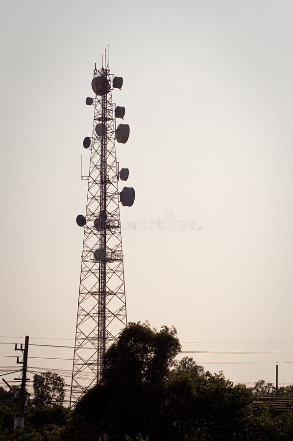 Silhouette Microwave Transmission Tower 02 Stock Photo - Image of ...