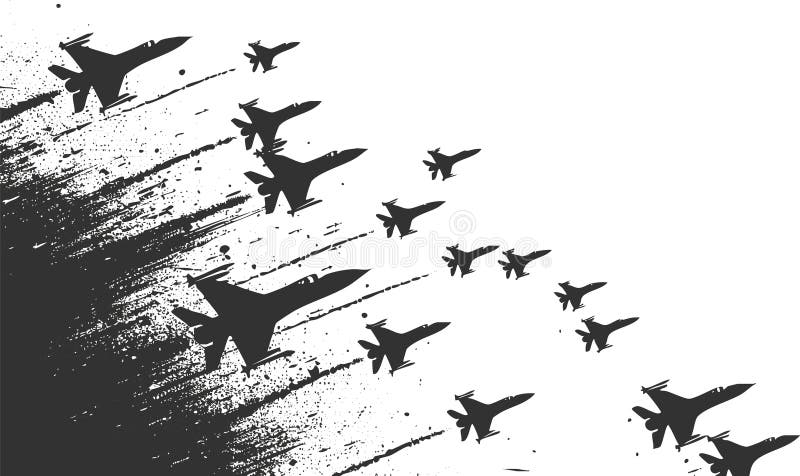 Silhouette of Military Jets in Formation on a Textured Background ...