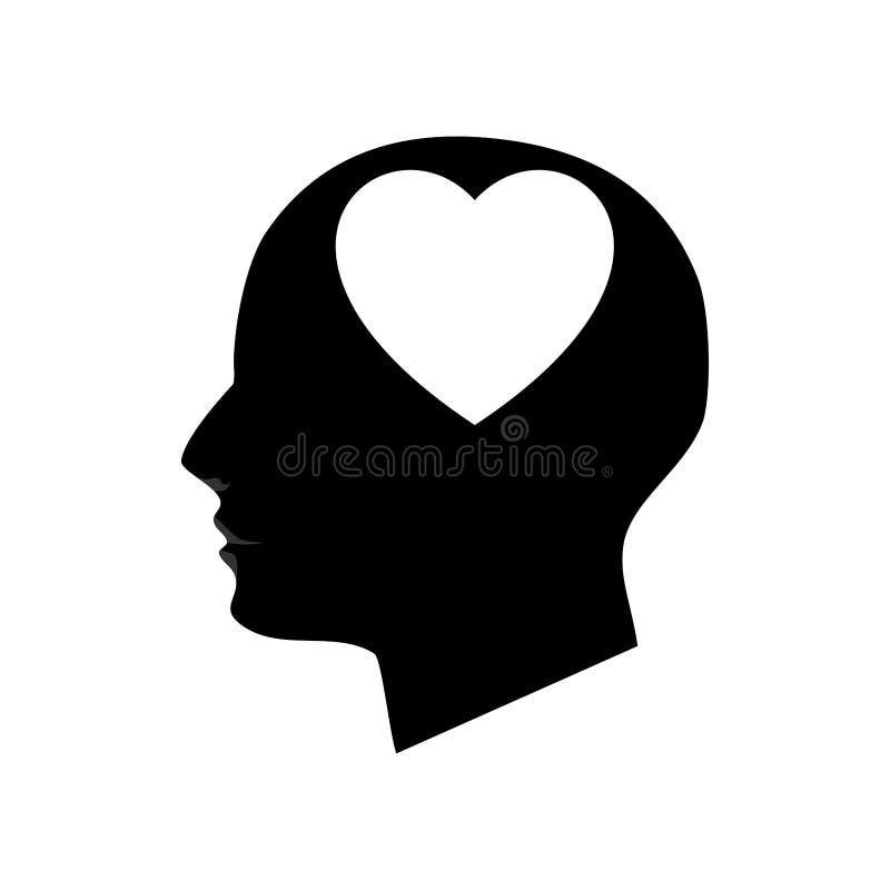 The Silhouette of the Mind of the Heart. on White Background Vector ...