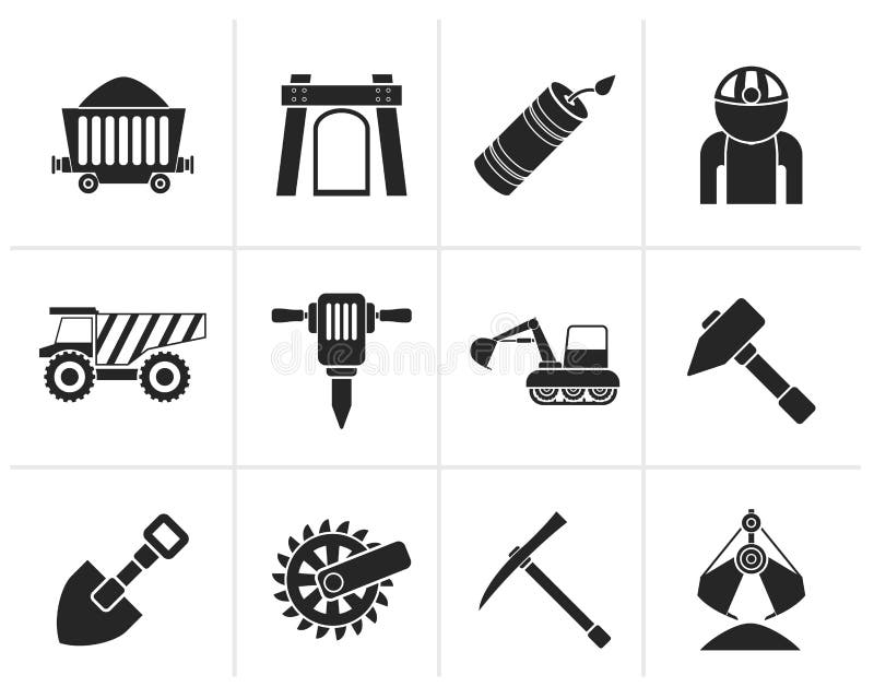 Mining and Quarrying Industry Objects and Icons Stock Vector ...
