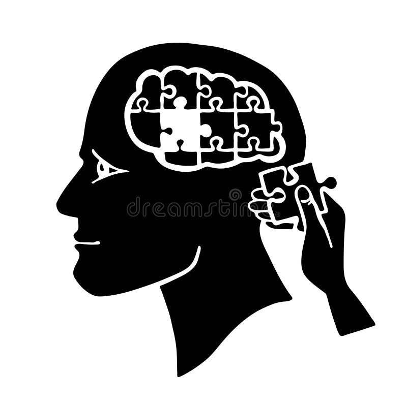 Silhouette Missing Piece Puzzle of the Mind Vector Illustration Stock ...