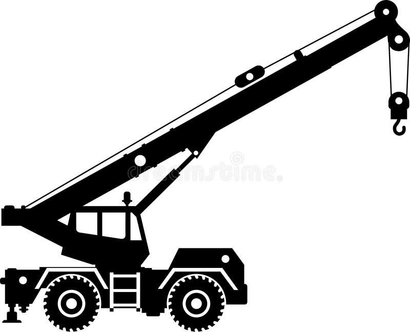 Silhouette of Mobile Crane Icon in Flat Style. Vector Illustration ...