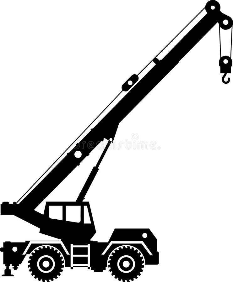 Silhouette of Mobile Crane Icon in Flat Style. Vector Illustration ...