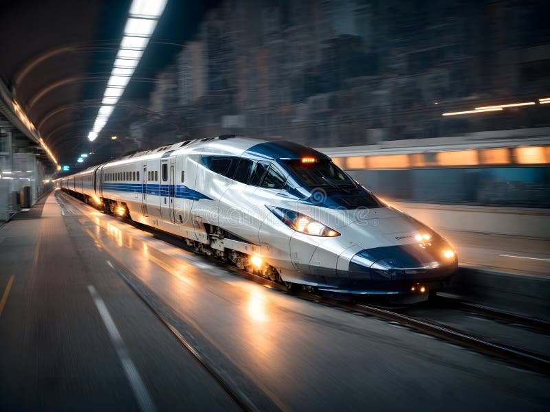 A Silhouette of a Modern Bullet Train Stock Illustration - Illustration ...