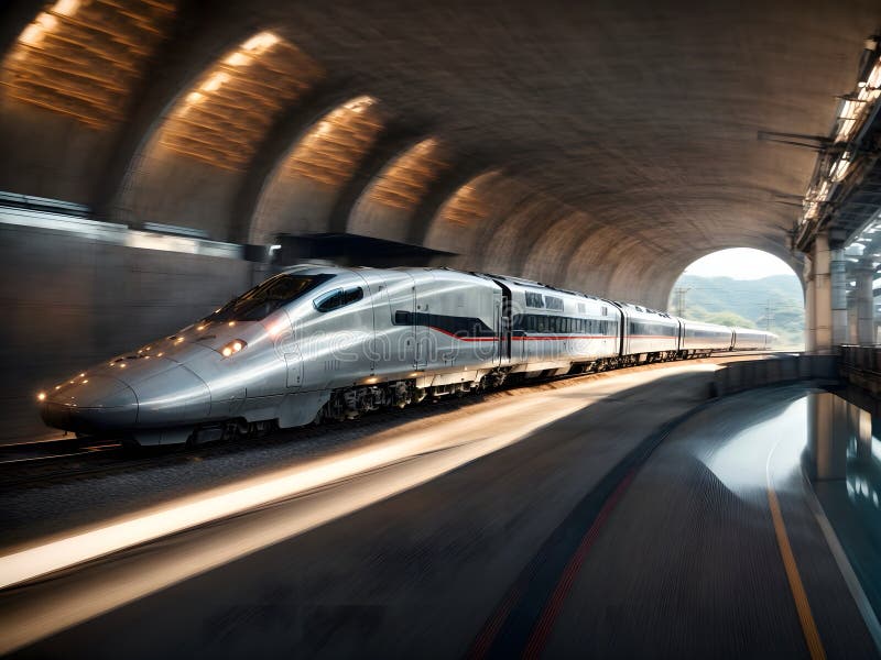 A Silhouette of a Modern Bullet Train Stock Illustration - Illustration ...