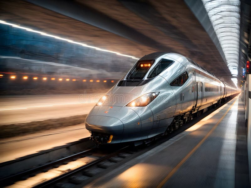 A Silhouette of a Modern Bullet Train Stock Illustration - Illustration ...