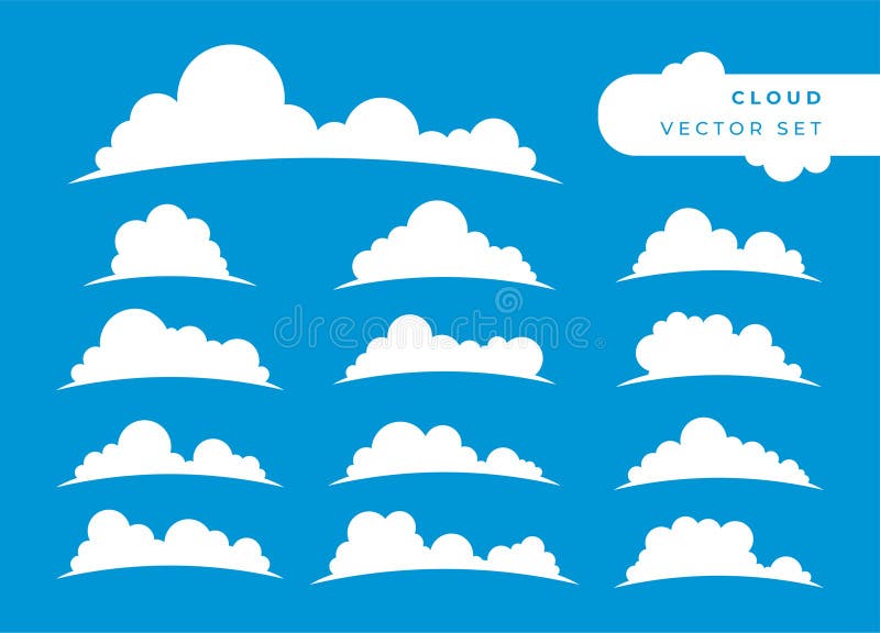 Silhouette of Modern Flat Cumulus Cloud Design Set Stock Vector ...