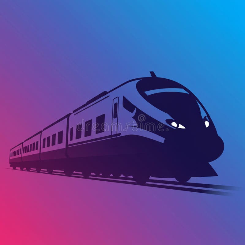 Silhouette of a Modern High-speed Train Against a Gradient Background ...