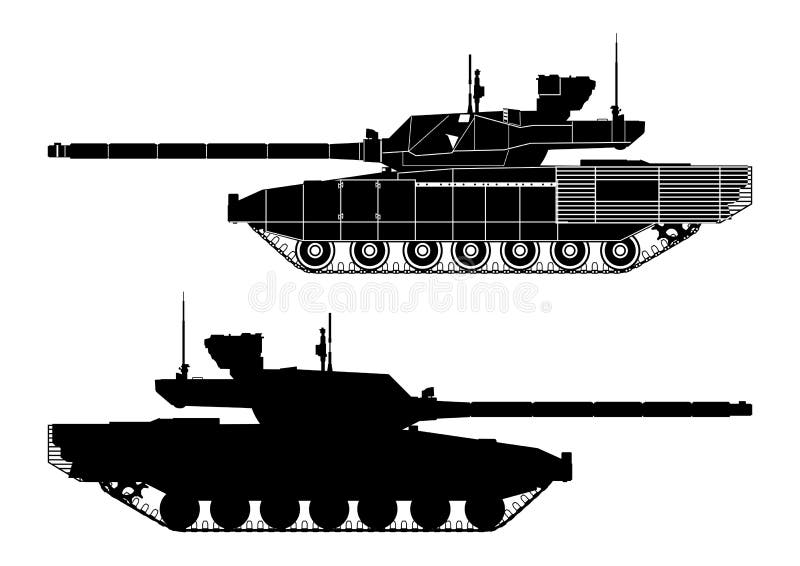 Silhouette of Modern Main Battle Tank Stock Vector - Illustration of ...