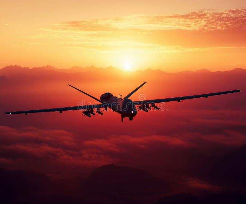Silhouette of a Modern Military Drone. AI Generative Stock Illustration ...