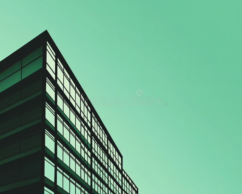 Modern Office Building Silhouette on Solid Green Background Art Stock ...