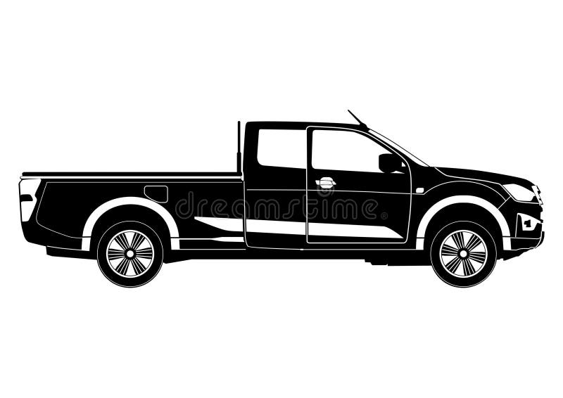 Silhouette of a Modern Pickup. Vector. Stock Vector - Illustration of ...