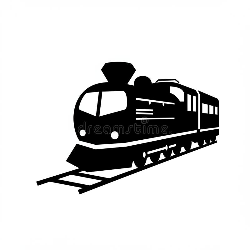 Silhouette of a Modern Train on Tracks, Featuring a Streamlined Engine ...