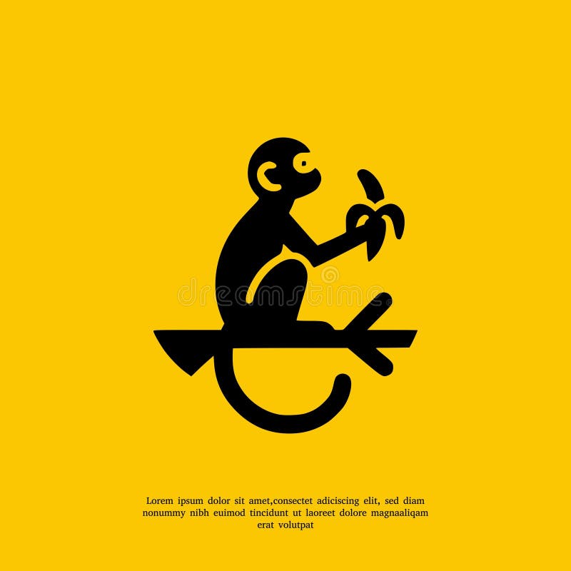 Silhouette of a Monkey with a Banana Vector Logo Stock Vector ...