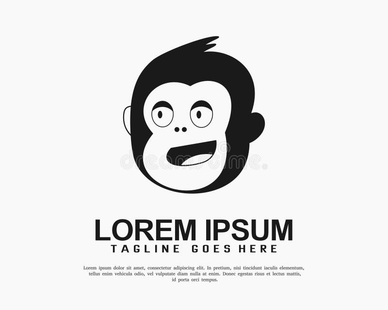 Silhouette Monkey Head Logo Illustration Design Template Stock Vector ...