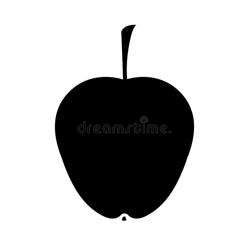Silhouette Monochrome of Apple with Stem Stock Vector - Illustration of ...