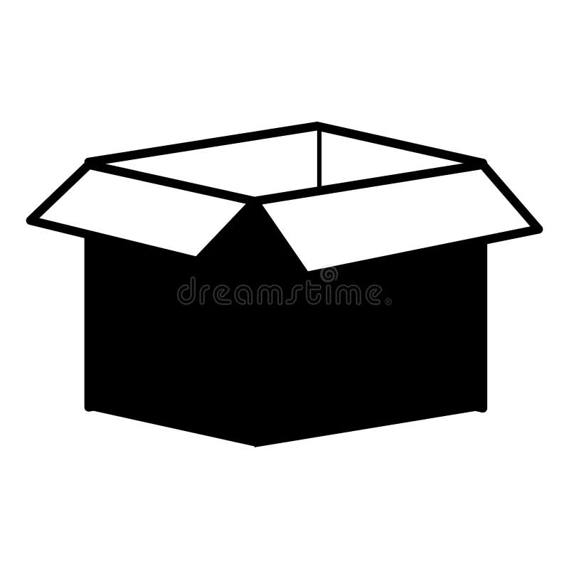 Silhouette Monochrome with Box of Cardboard Opened Stock Vector ...