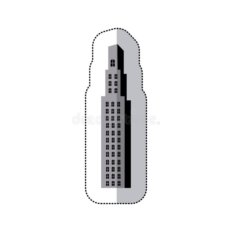 Silhouette Monochrome Sticker with Building Skyscraper Stock ...