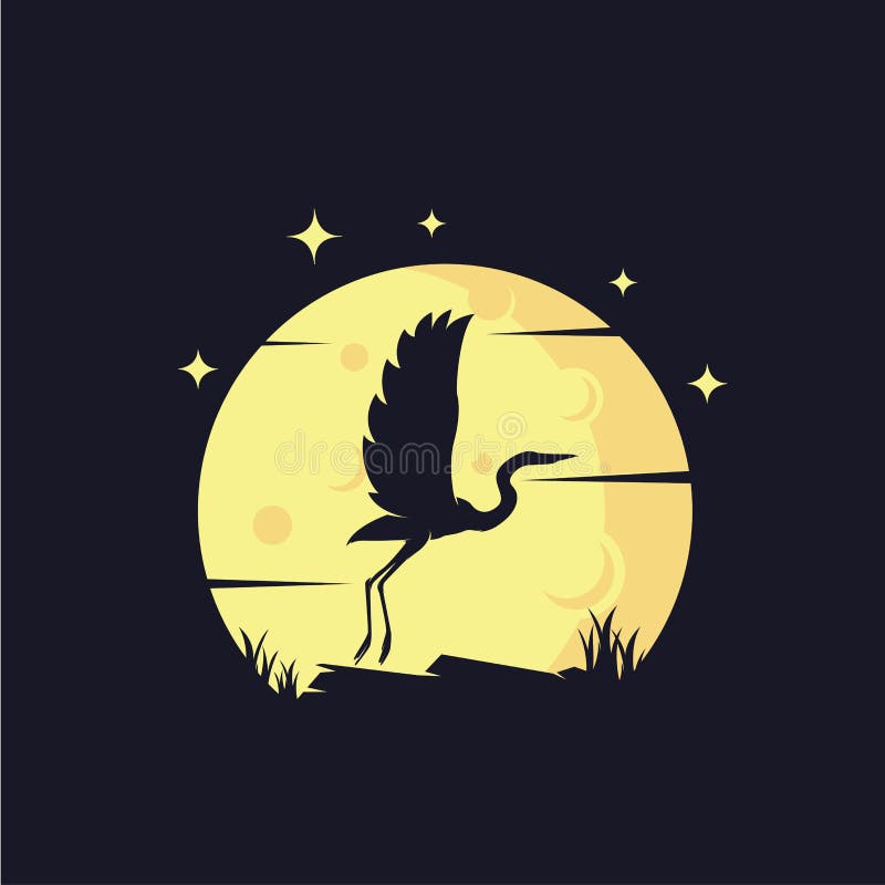 Silhouette with Moon Background Logo Design Templates Stock Vector ...