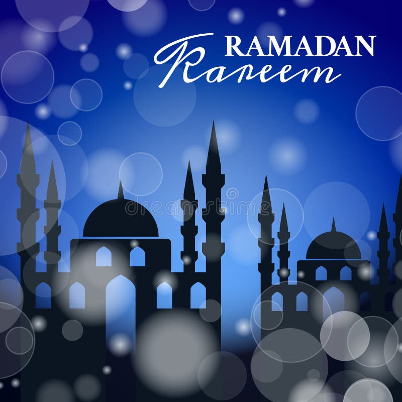 Silhouette Mosque in the Bright Night for Ramadan Kareem Background ...