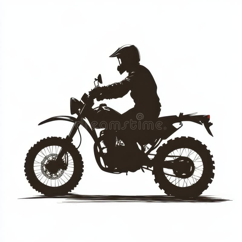 Silhouette of a Motorcyclist Riding a Dirt Bike Stock Illustration ...