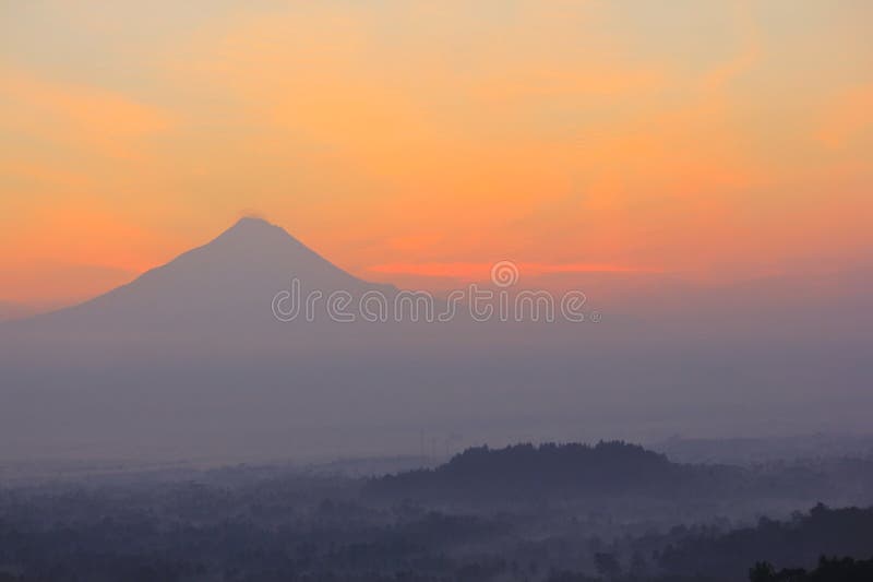 Mt merapi sunrise view stock photo. Image of landscape - 255464682