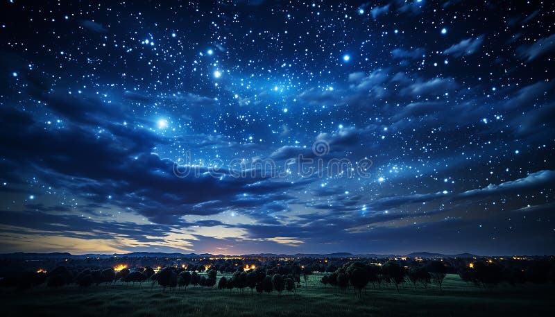 Silhouette of Mountains Illuminated by Bright Starlight at Night ...