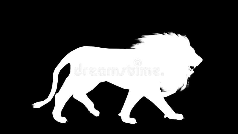 Silhouette of a Moving Lion. Alpha Channel. Alpha Matte. FullHD. Stock ...