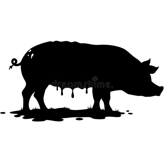 Silhouette of a Muddy Pig Vector Art for Graphic Design and ...