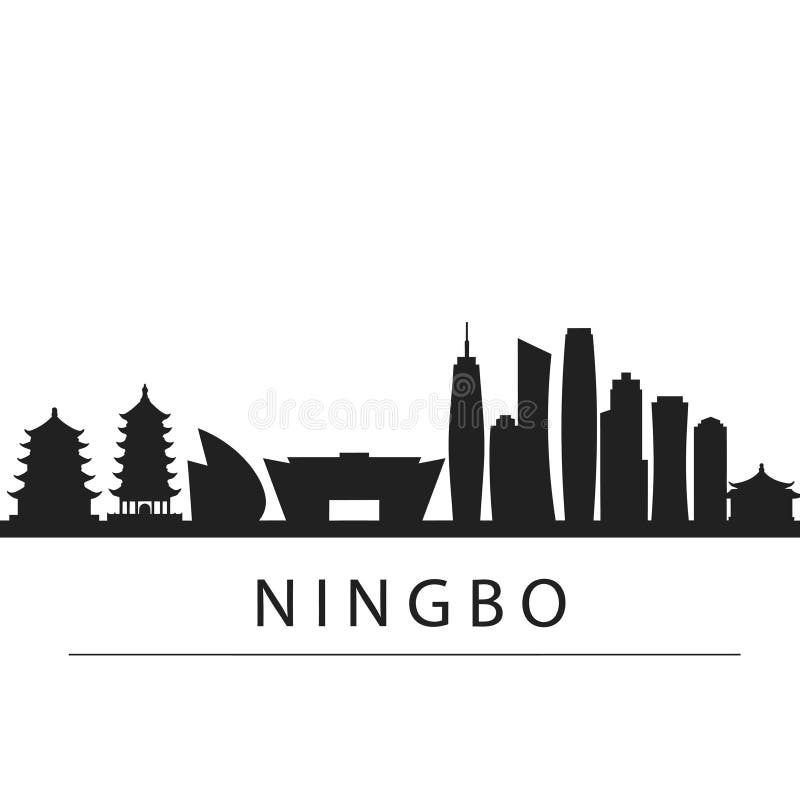 Ningbo Skyline Silhouette with China, and Vector Stock Vector ...