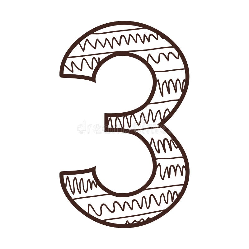 Silhouette Number Three Design Over Striped and Lines Stock Vector ...