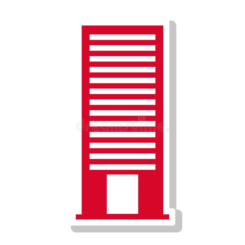 Silhouette with Office Building in Red Stock Illustration ...