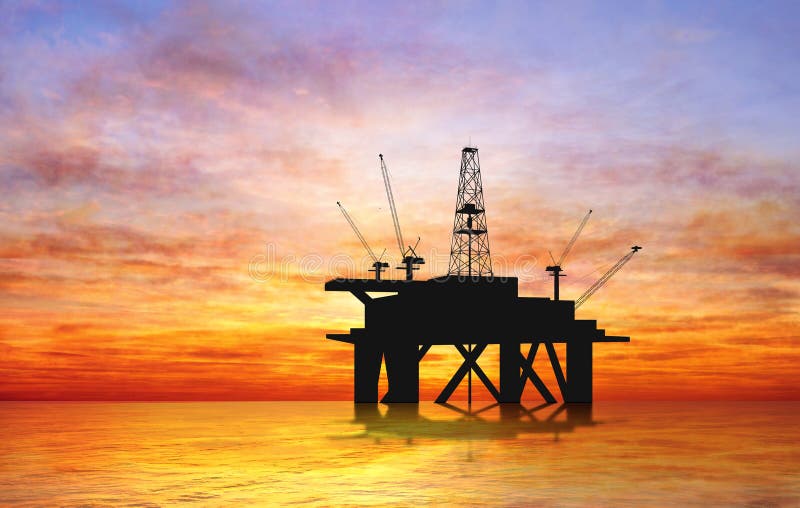 Silhouette oil rig stock illustration. Illustration of industrial - 9875421
