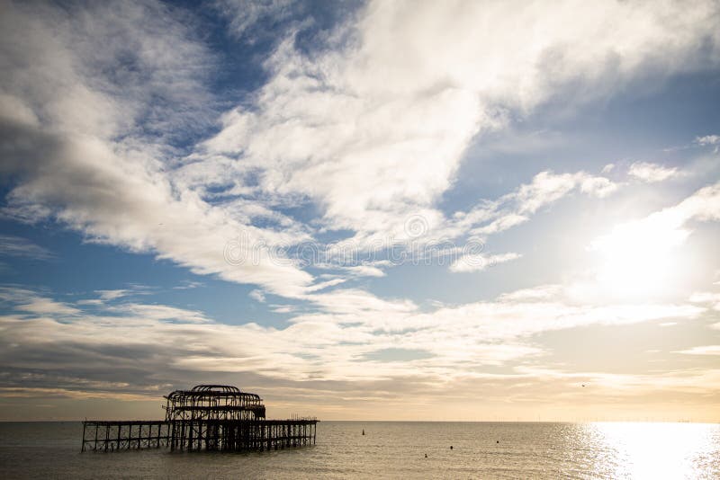 Silhouette of Brighton/UK in the Blue Hour Stock Image - Image of ...