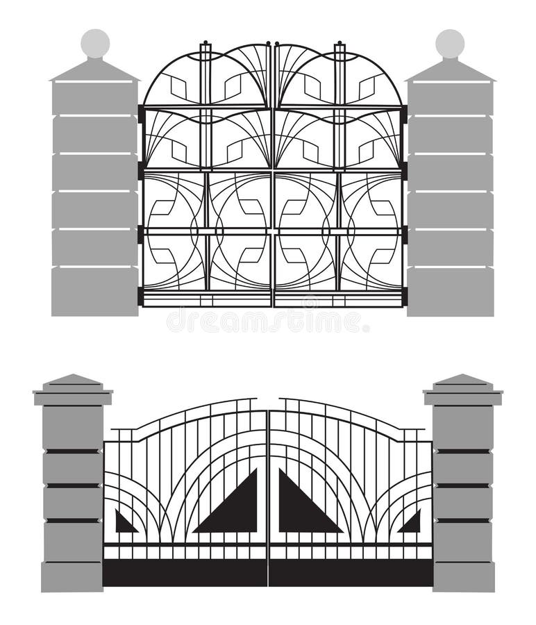 Silhouette of Old Street Gates Stock Vector - Illustration of urban ...
