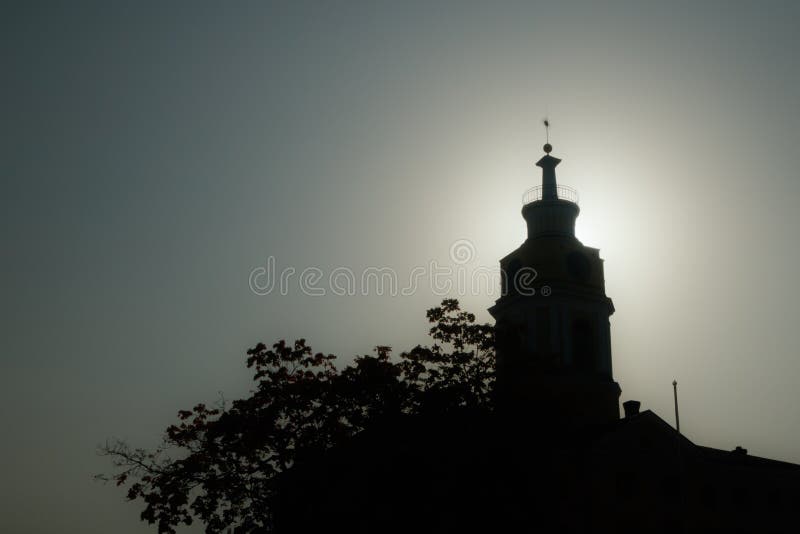 Silhouette of Old Town Hall of Hamina in Backlit, Finland Stock Photo ...
