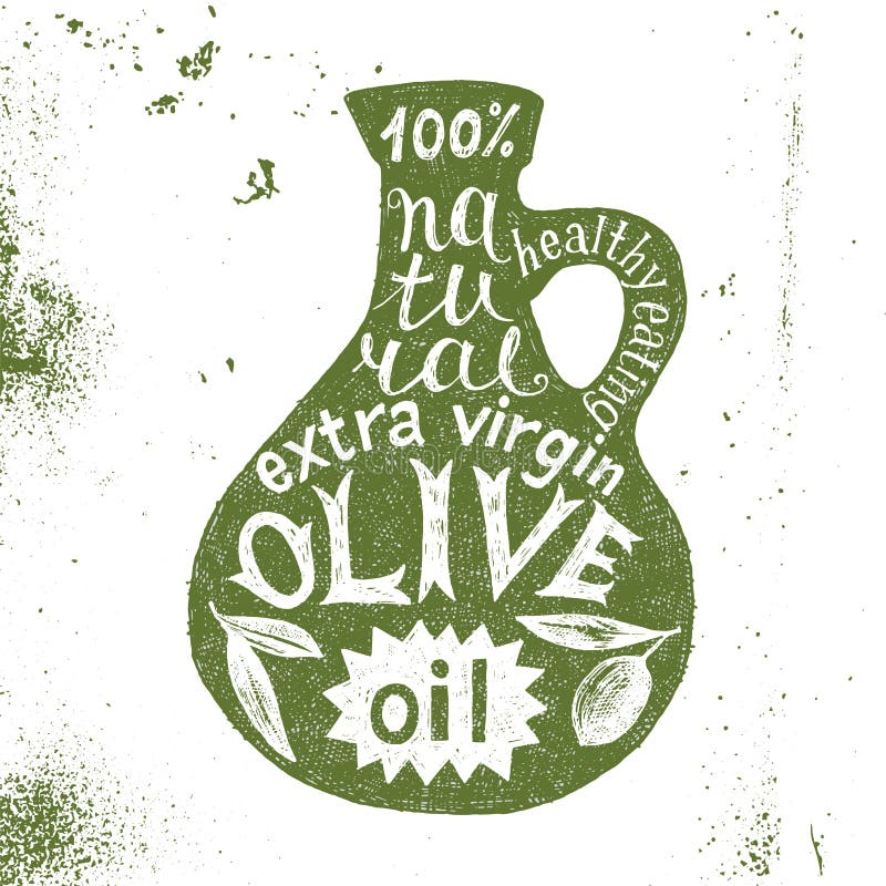 Silhouette of Olive Oil Bottle with Text Design Stock Vector ...
