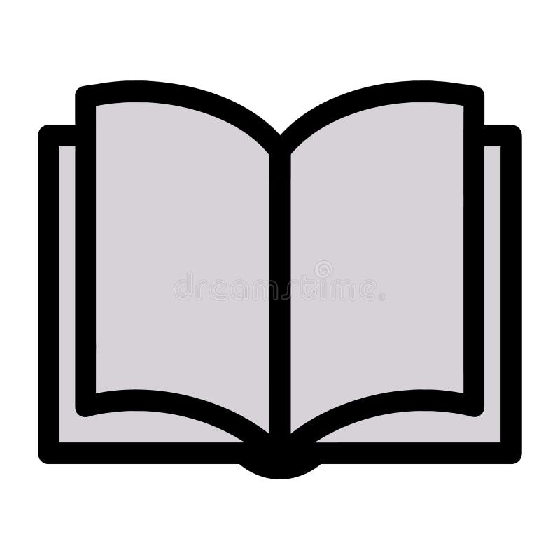 Silhouette Open Book Vector Icon in Black and White Simple Design Stock ...
