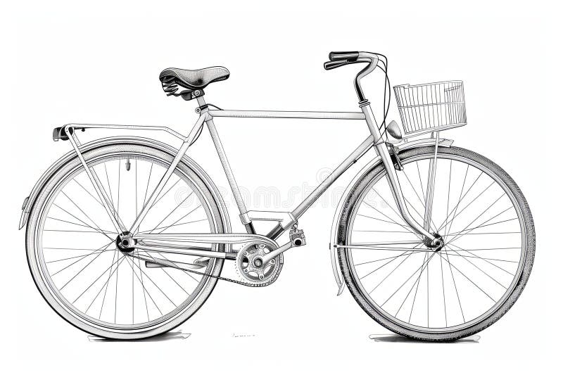 Silhouette Outline of a Bicycle on White Stock Illustration ...