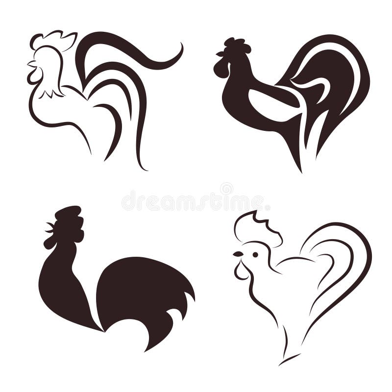Silhouette Outline of a Rooster Stock Vector - Illustration of emblem ...
