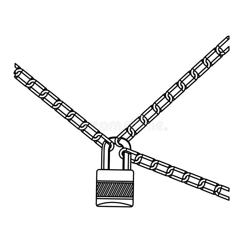 Silhouette Padlock and Metal Chains Icon Stock Illustration ...