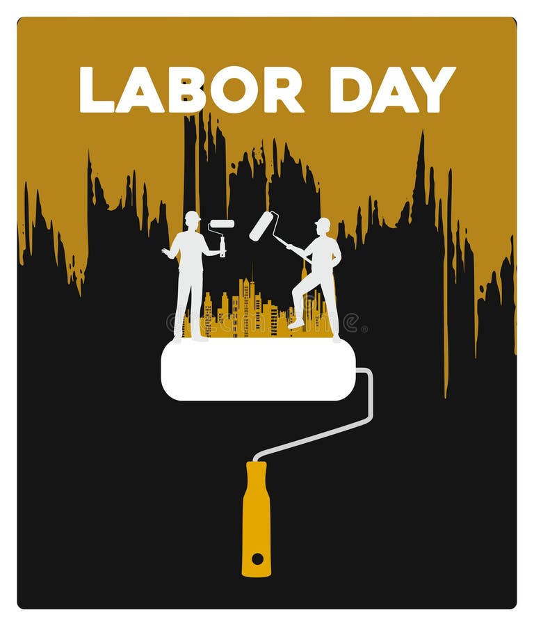 Silhouette of a Painter Holding a Paint Roller. Labor Day Celebration ...