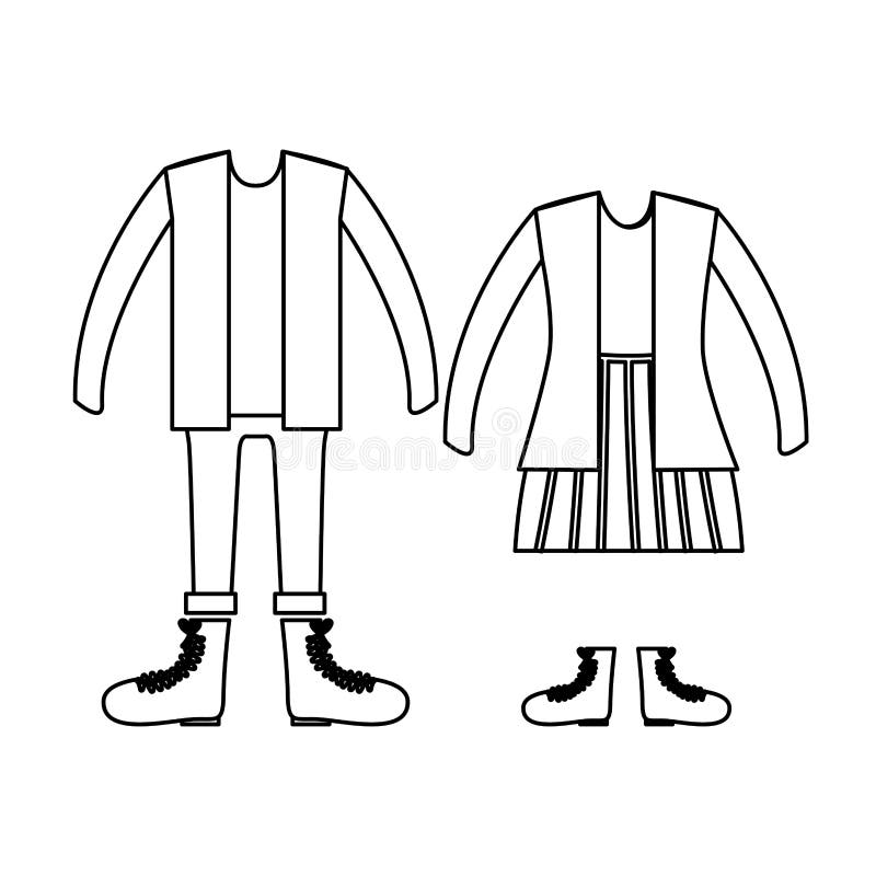 Silhouette with Pair Clothing Vintage Stock Illustration - Illustration ...