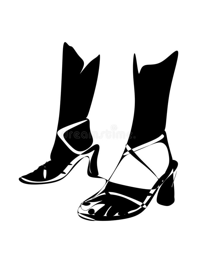 Silhouette of a Pair of High-hill Shoes. Black and White Shoes Stock ...